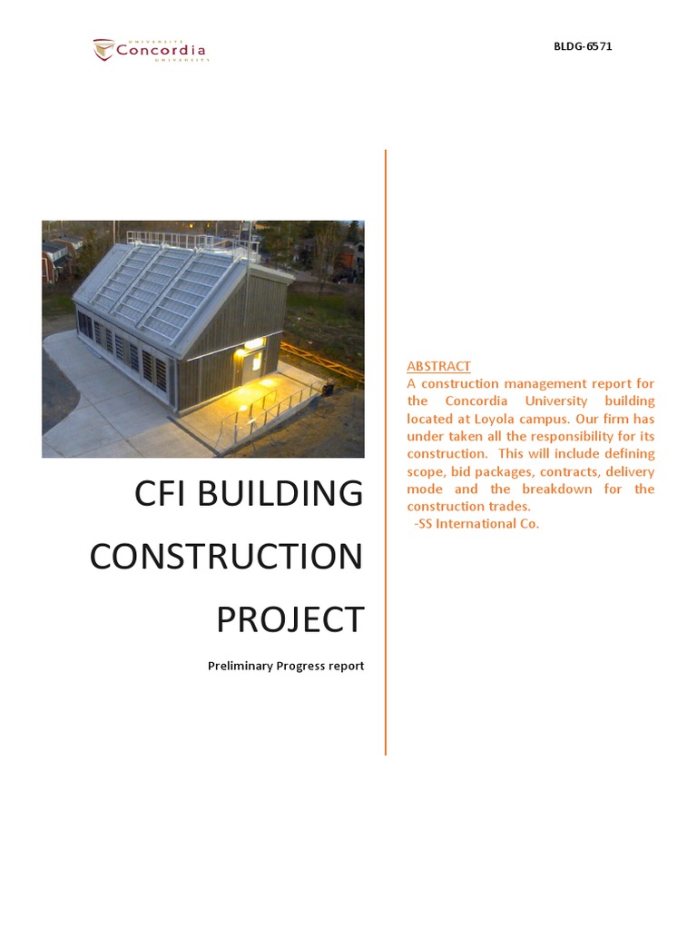 Cfi Building Construction Project: Preliminary Progress Report | PDF ...