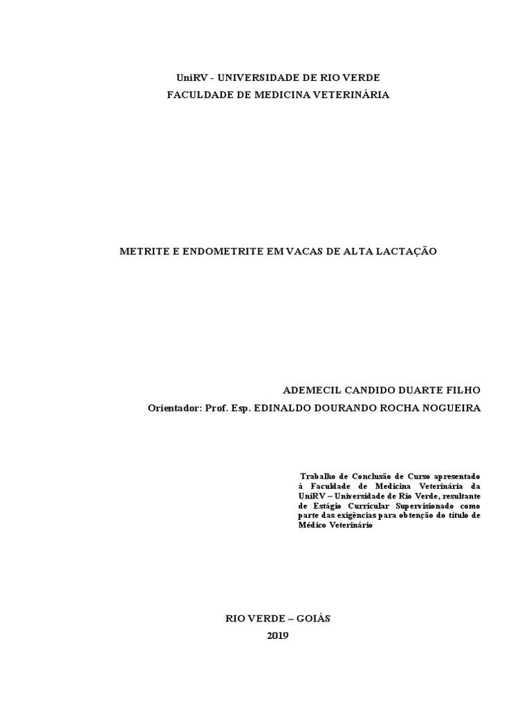 Metrite e Endometrite em Vacas Lactantes | PDF | Vagina | Sistema ...