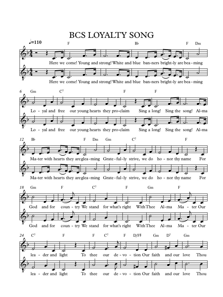 BCS LOYALTY SONG - Full Score | PDF