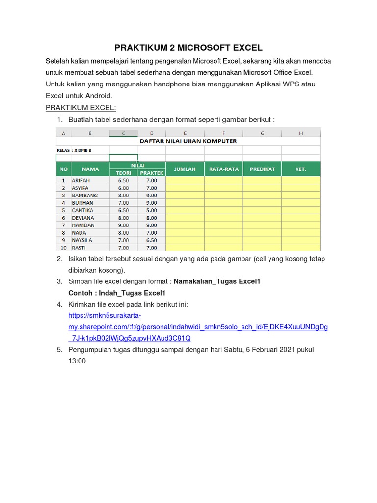 Praktikum 2 Microsoft Excel 2013 | PDF