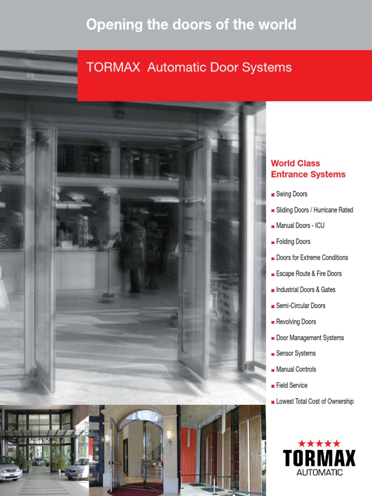 Tormax Product Catalog Usa - 812 | PDF | Door | Intensive Care Unit