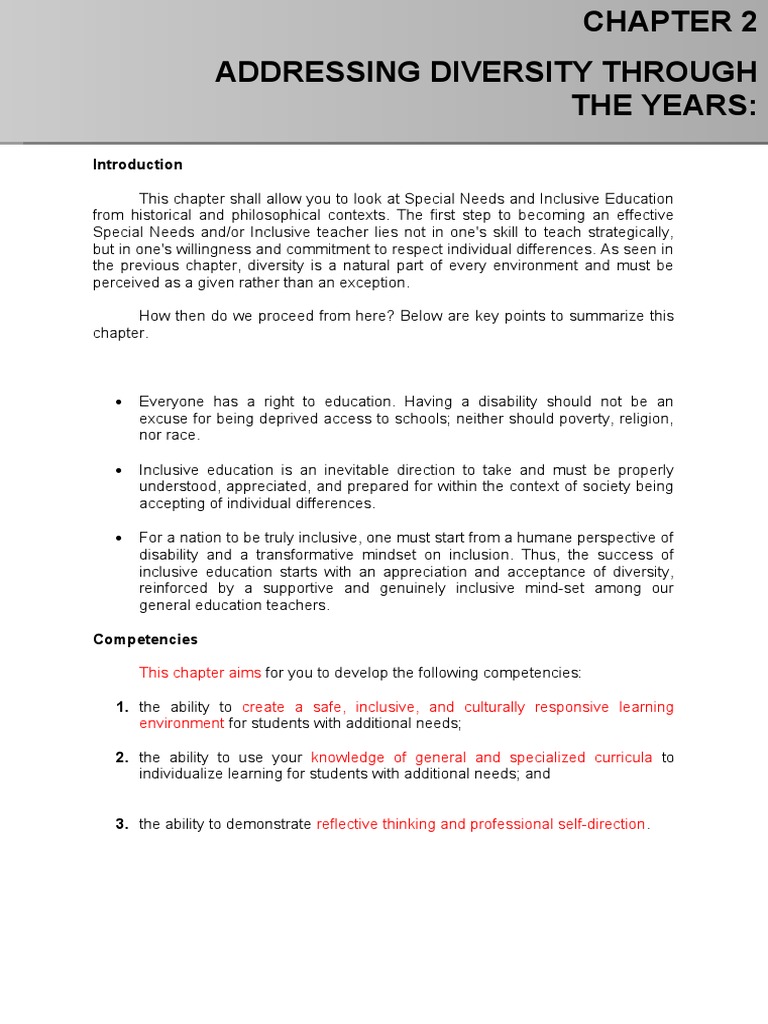 Chapter 2 Addressing Diversity | Download Free PDF | Disability ...