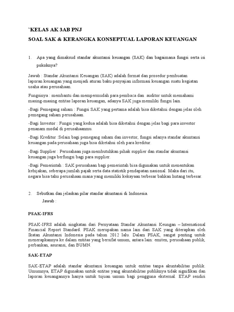 Soal SAK Kerangka Konseptual 2021 | PDF