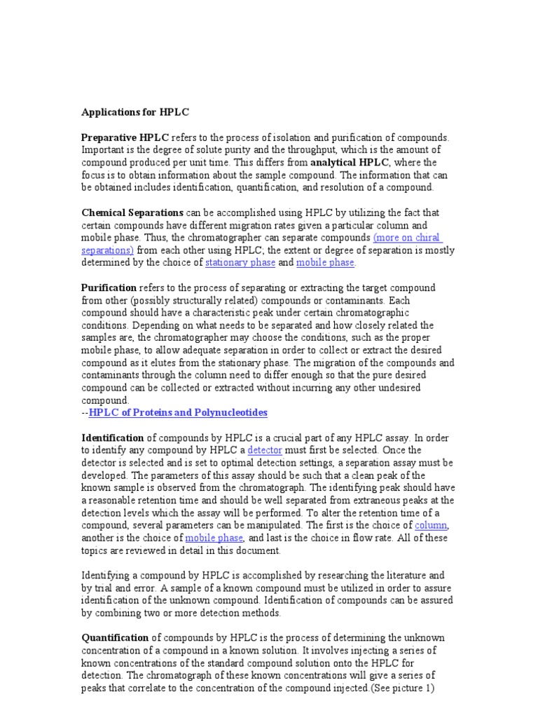 Applications of Preparative and Analytical HPLC for Chemical ...