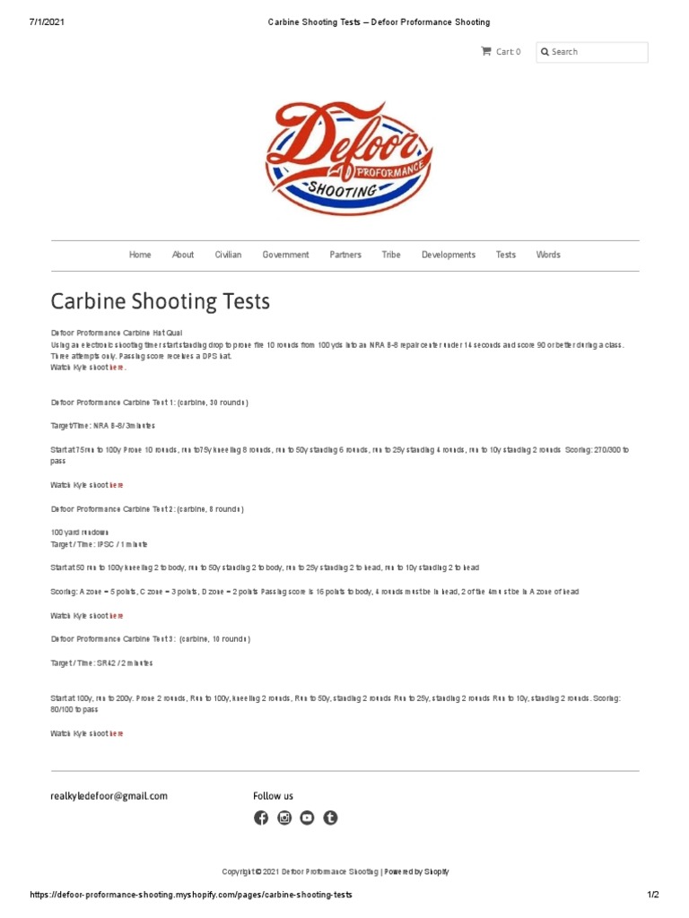 Carbine Shooting Tests - Defoor Proformance Shooting | PDF | Shooting ...