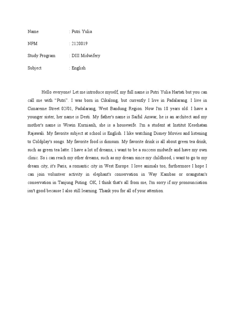 Putri Yulia - 2120019 - Inggris1 | PDF