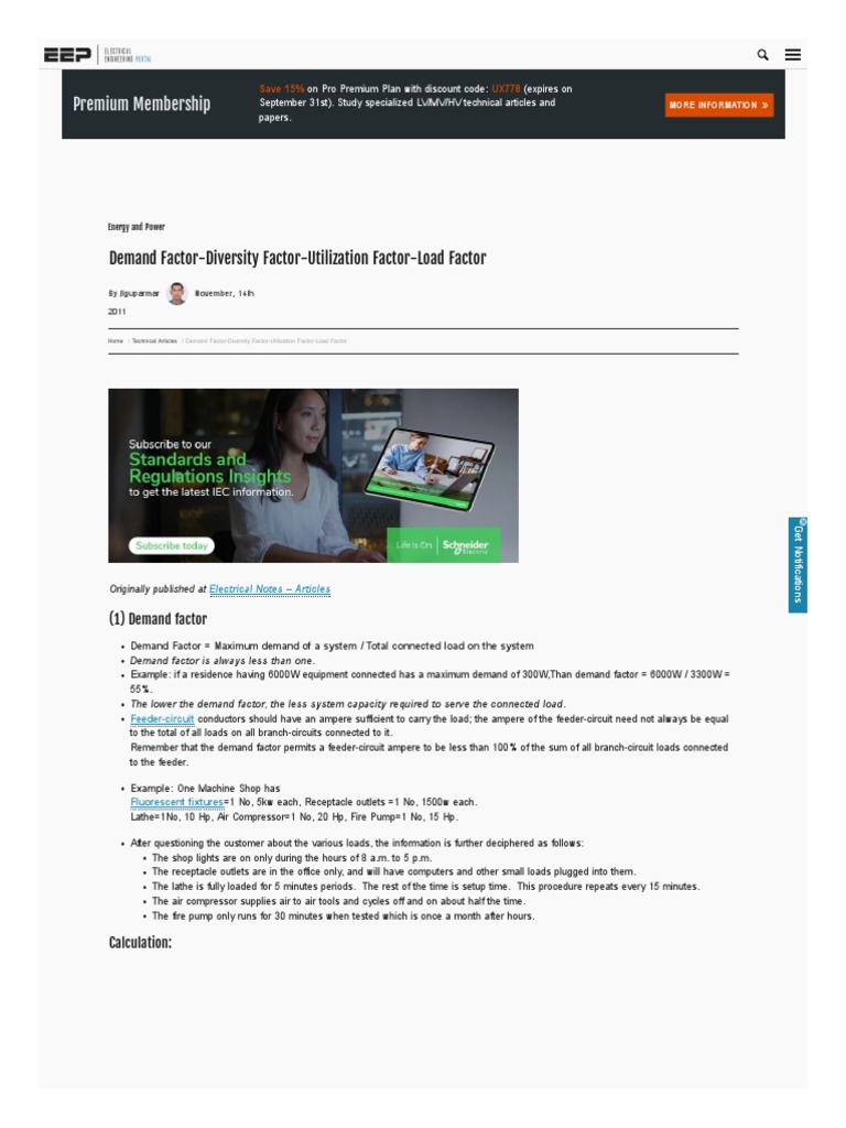 Demand Factor, Diversity Factor, Utilization Factor, Load Factor | PDF ...