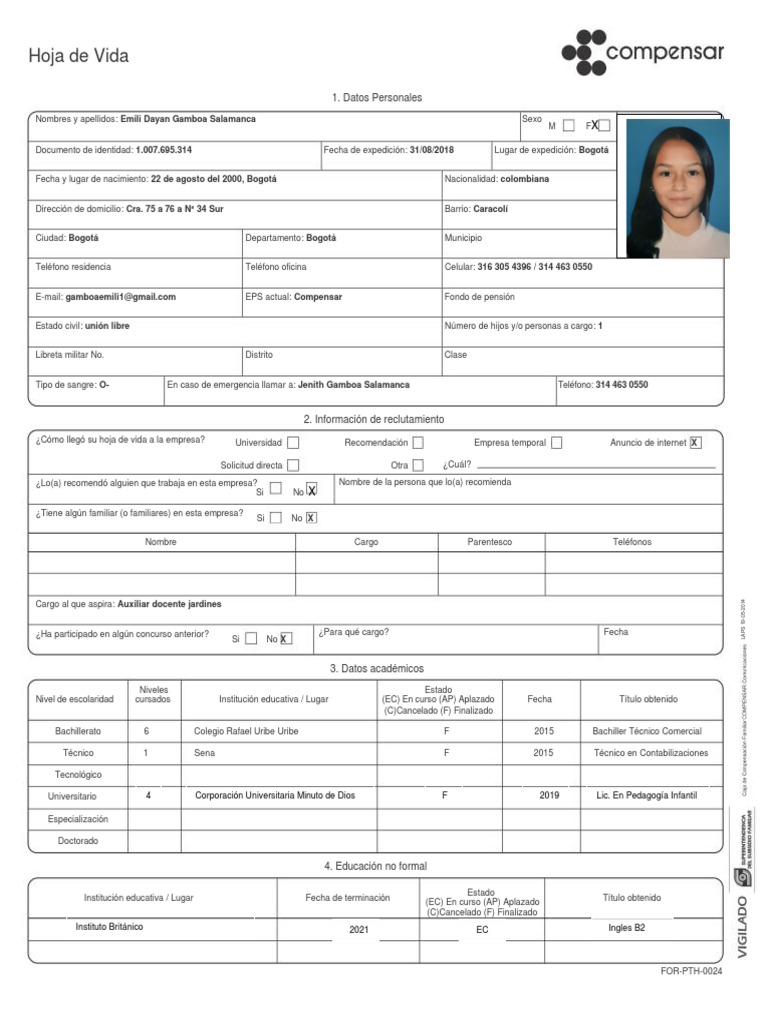 Formato Compensar | PDF