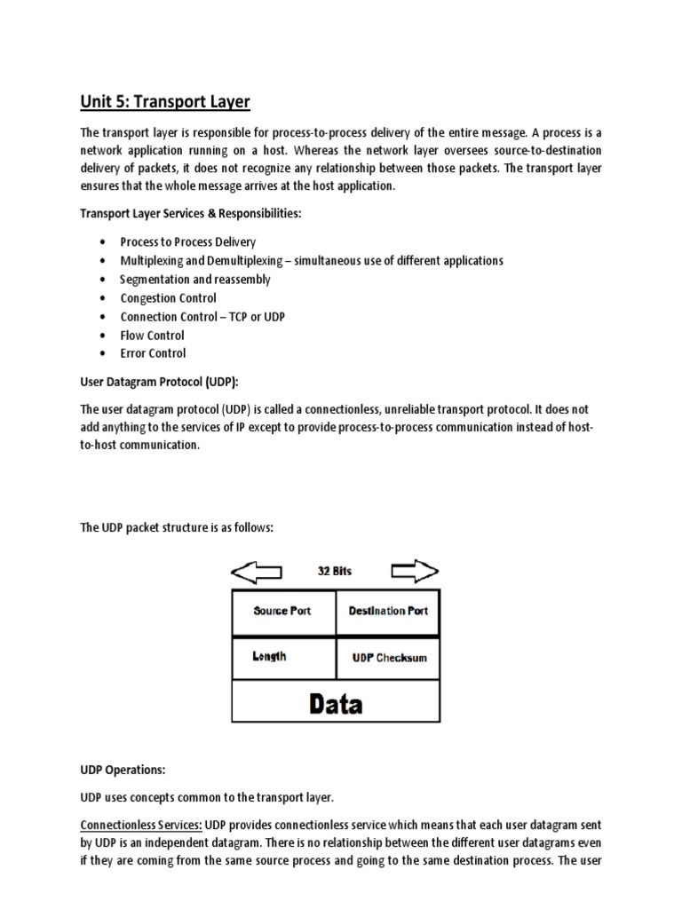 Unit 5 Transport Layer | PDF | Transmission Control Protocol | Port (Computer Networking)
