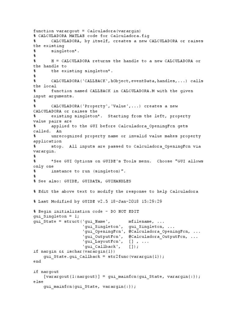 Calculadora Científica MATLAB | PDF | Matlab | Object (Computer Science)
