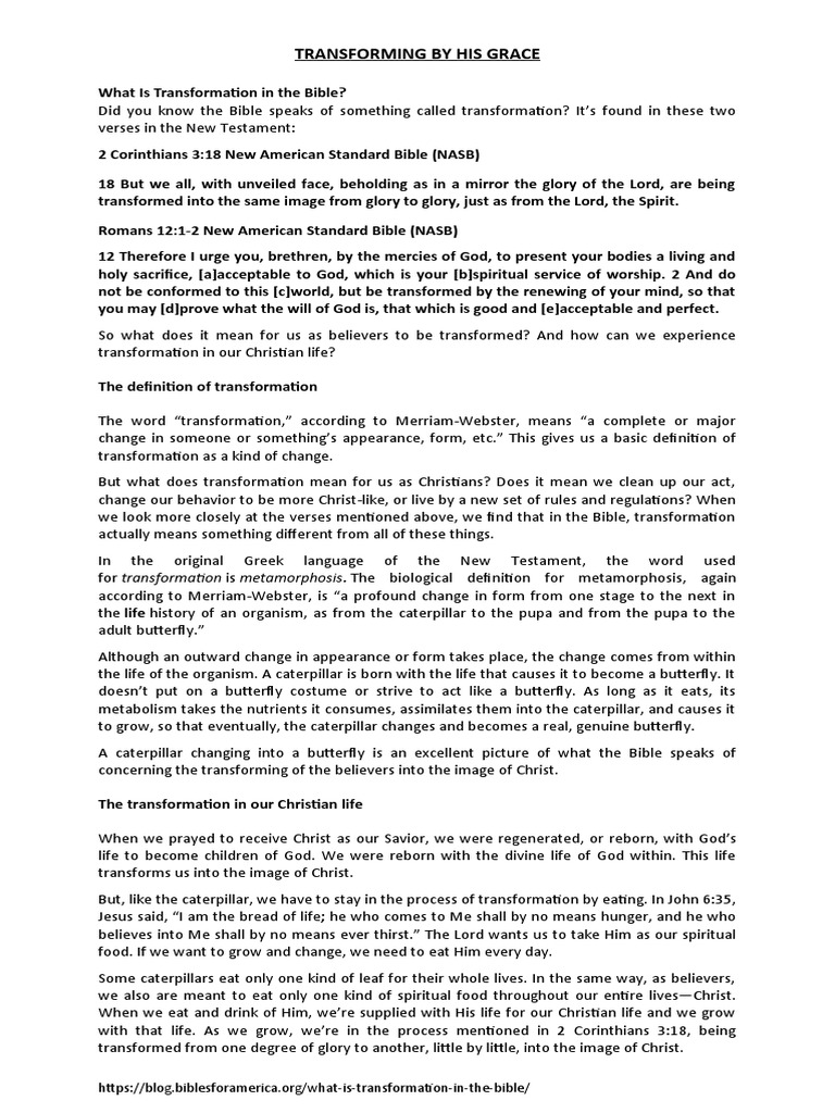 Transforming by His Grace | PDF | Jesus | Glory (Religion)