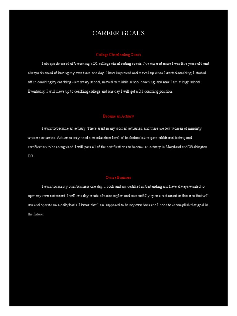 Career Goals | PDF