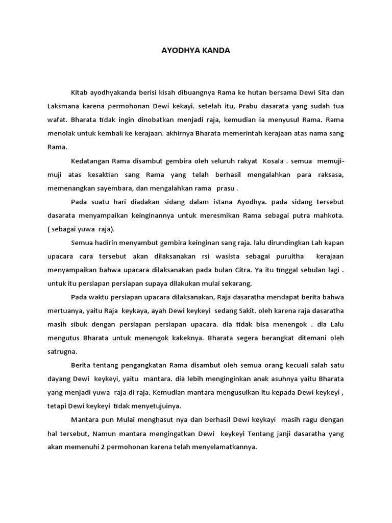Pengasingan Rama dalam Ayodhya Kanda | PDF | Agama & Spiritualitas