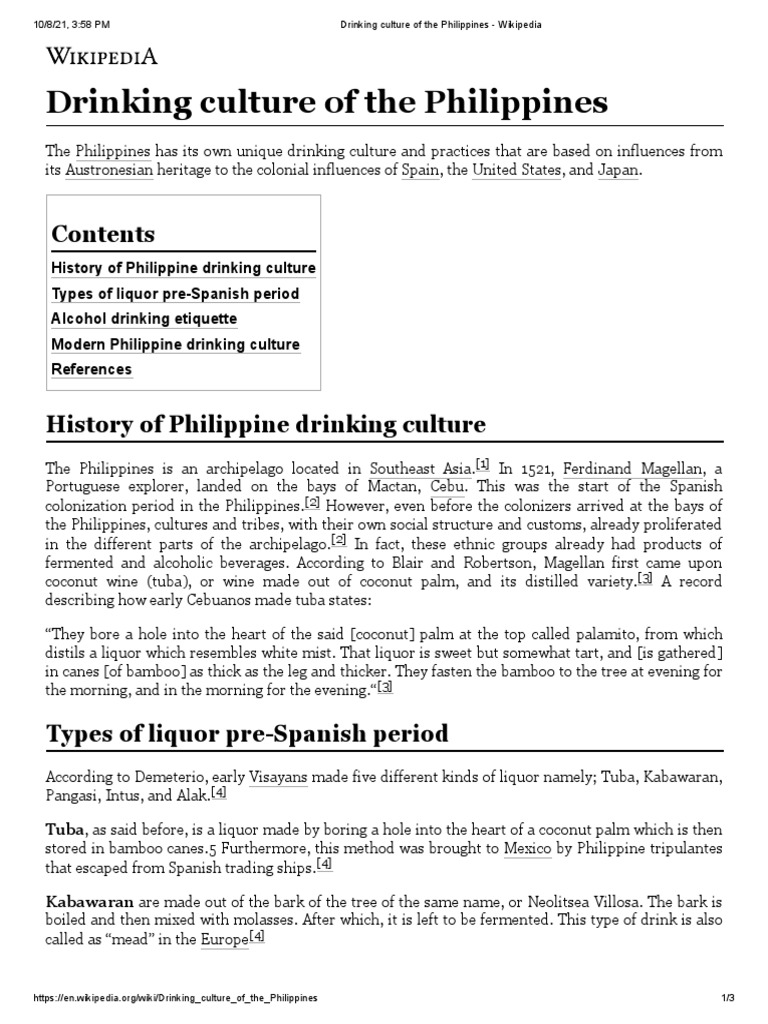 Drinking Culture of The Philippines - Wikipedia | PDF | Food And Drink ...