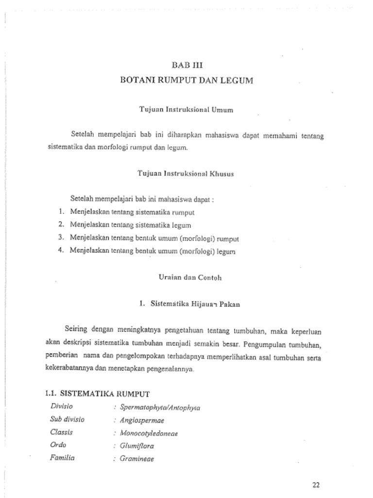 Pertemuan 3. Botani Rumput Dan Legum | PDF