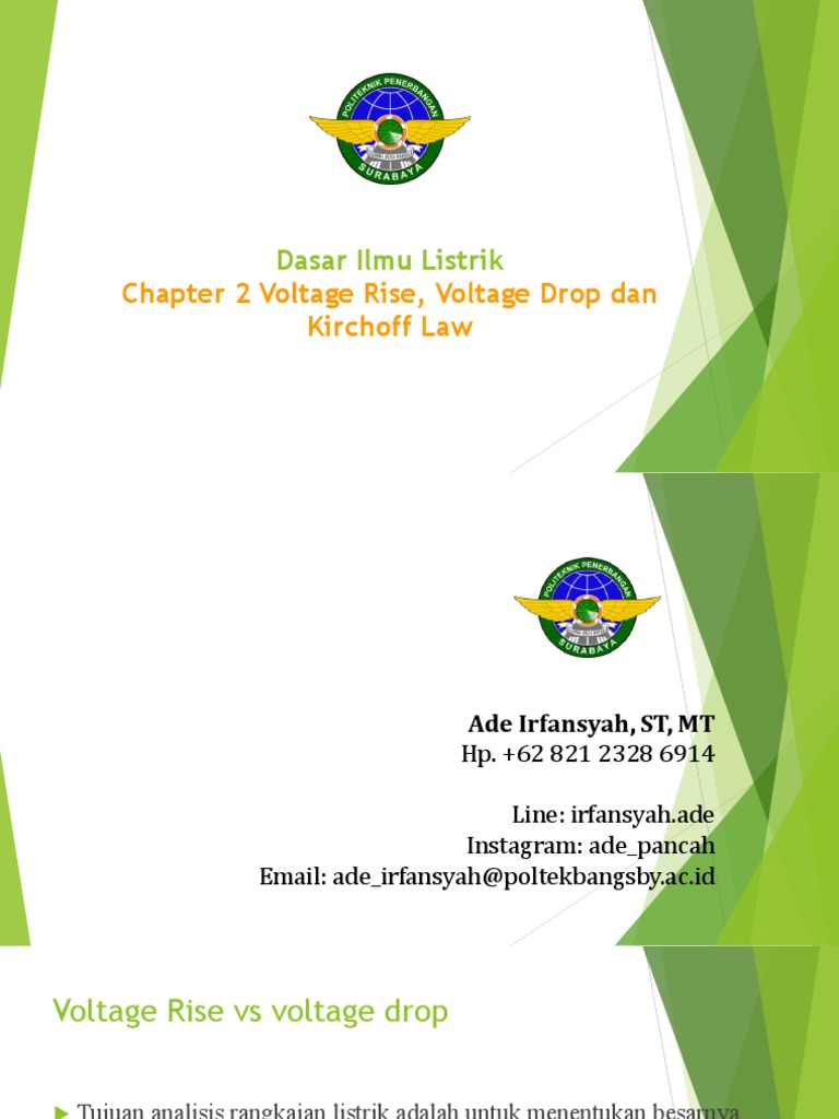 Dasar Ilmu Listrik Chapter 2 Voltage Rise, Voltage Drop Dan Kirchoff Law | PDF