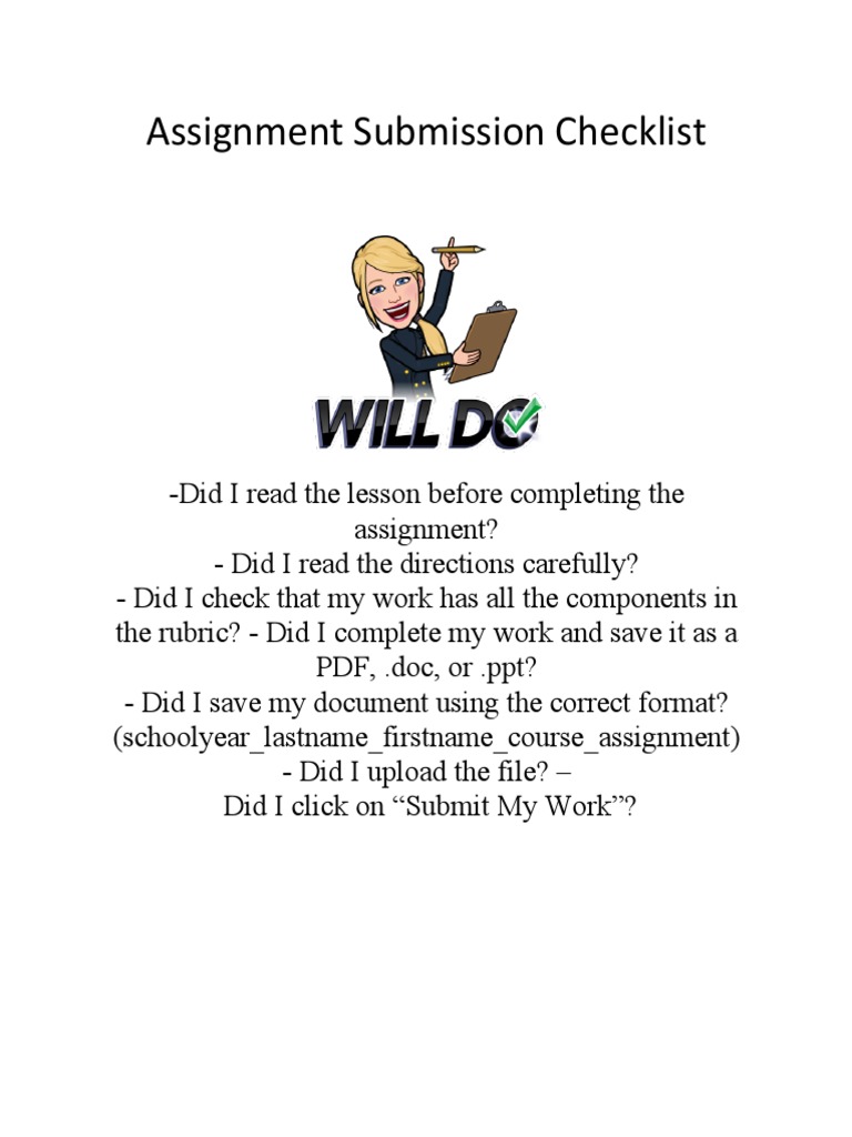 Assignment Submission Checklist | PDF | Language Arts & Discipline