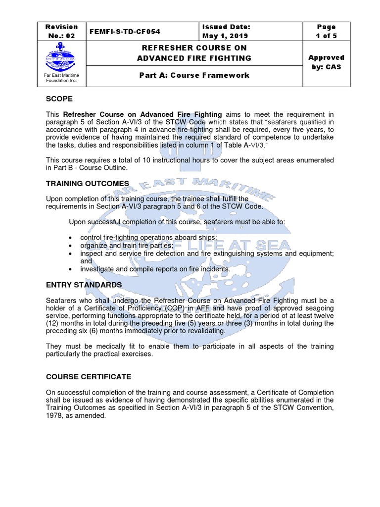 ATFF REF - Course Framework | PDF | Fires | Firefighting