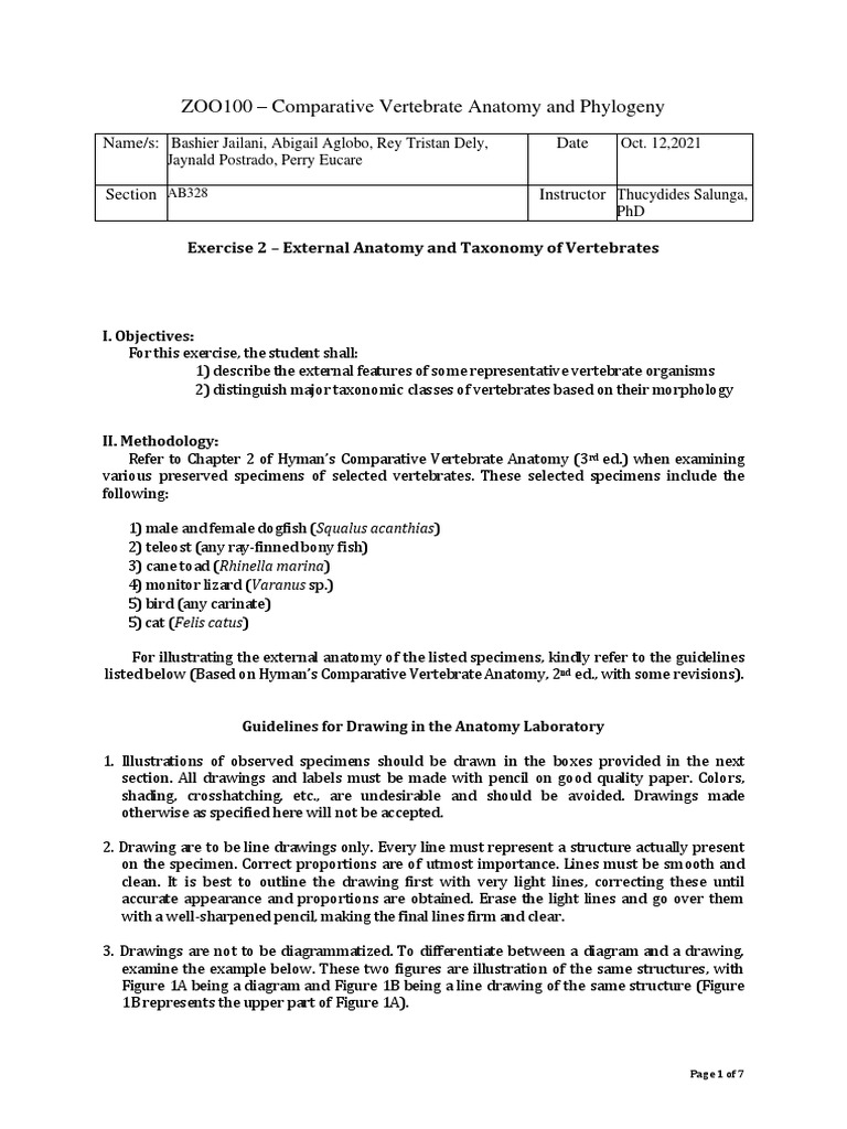 ZOO100-LAB-Exercise-2-External-Anatomy-and-Taxonomy-of-Vertebrates (ZOO ...