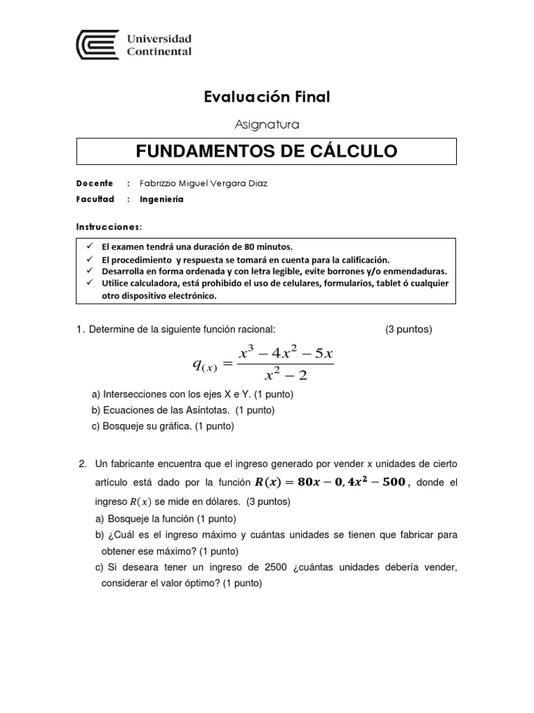 Eval Final | PDF | Matemáticas