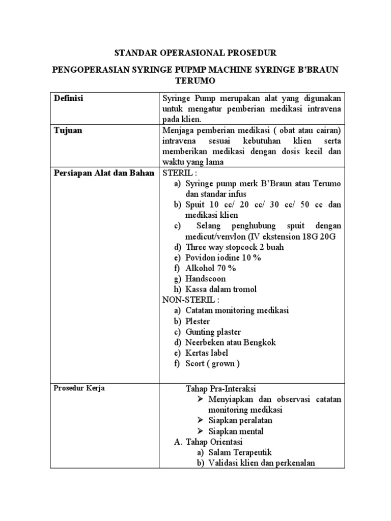 Sop Syringe Pump | PDF