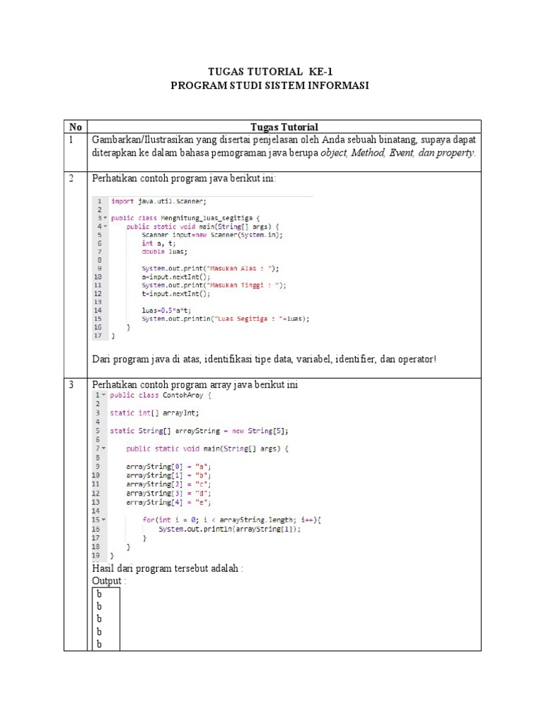 Tugas Java untuk Mahasiswa SI | PDF | Komputer