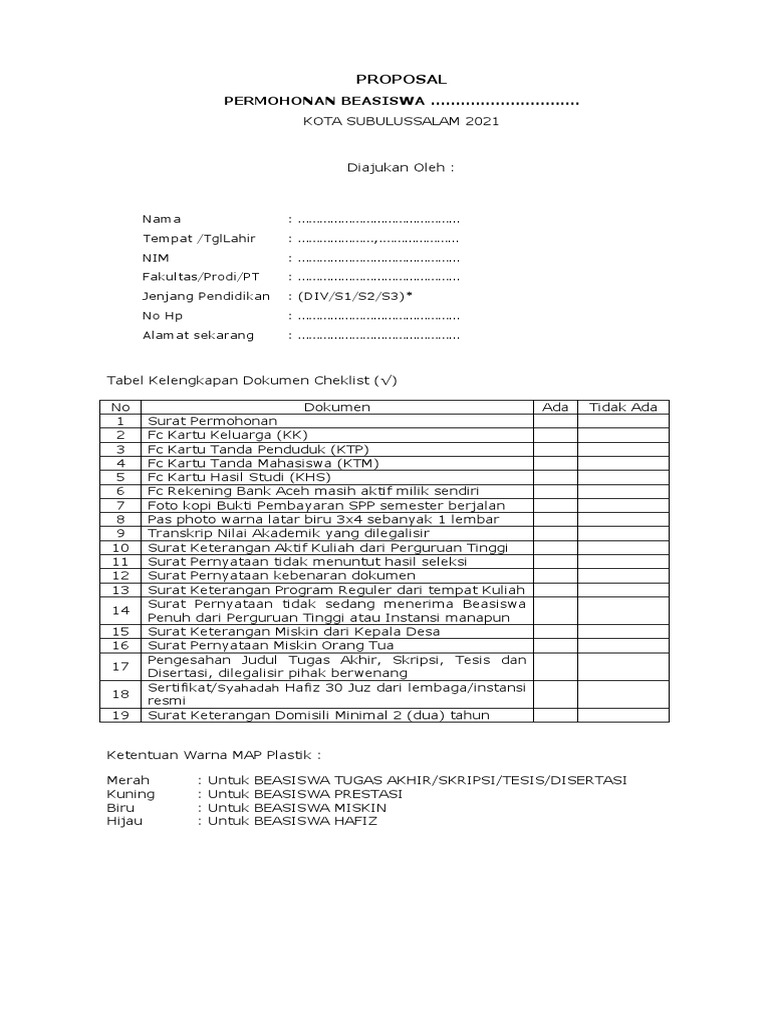 Form Beasiswa 2021 MPD | PDF