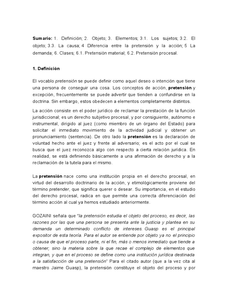 Sumario: 1. Definición 2. Objeto 3. Elementos 3.1. Los Sujetos 3.2. El ...