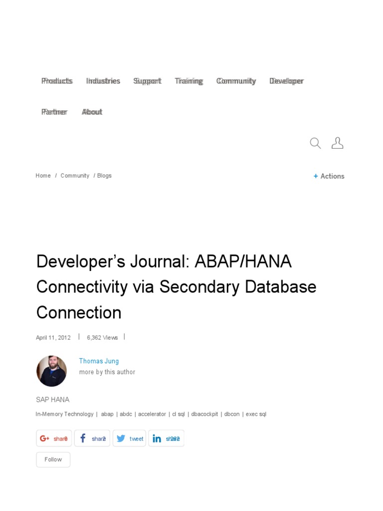ABAP HANA Via Secondary Database Connection | PDF | Databases | Sql