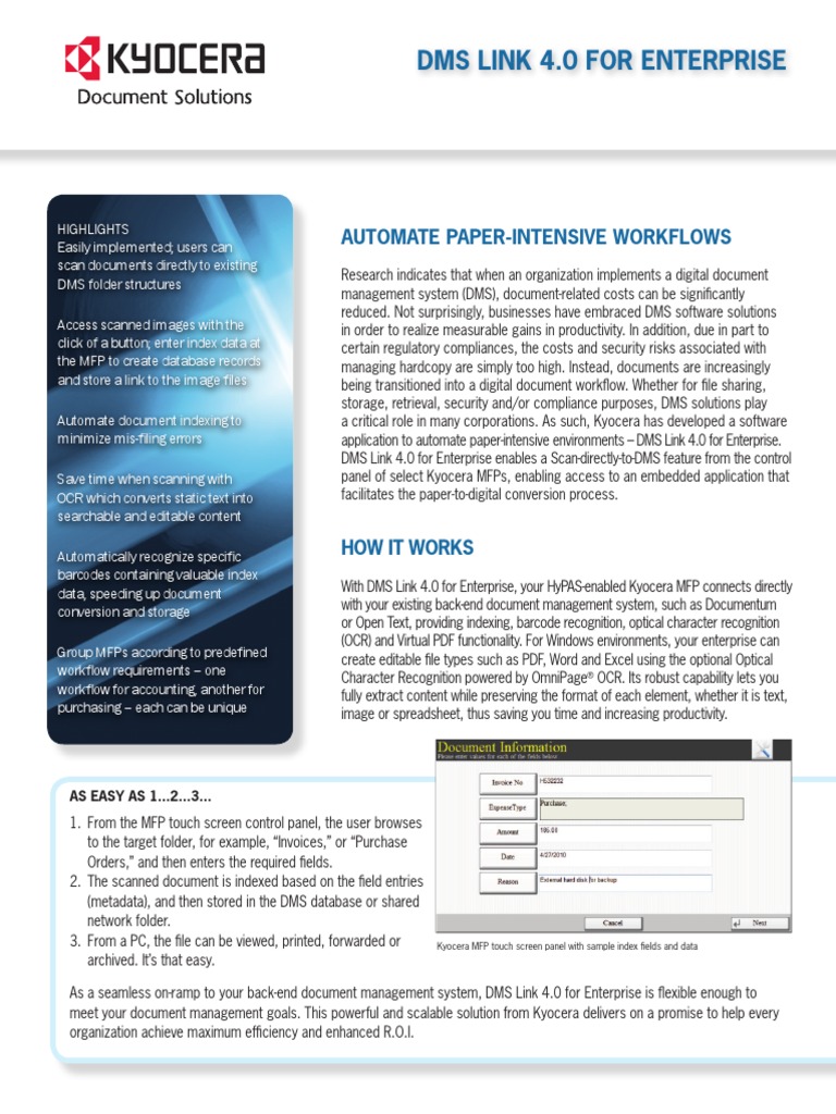 Dms Link 4.0 For Enterprise: Automate Paper-Intensive Workflows | PDF ...