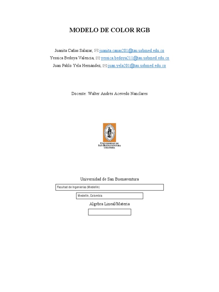 Modelo de Color RGB y Algebra Lineal | PDF | Color | Modelo de color Rgb