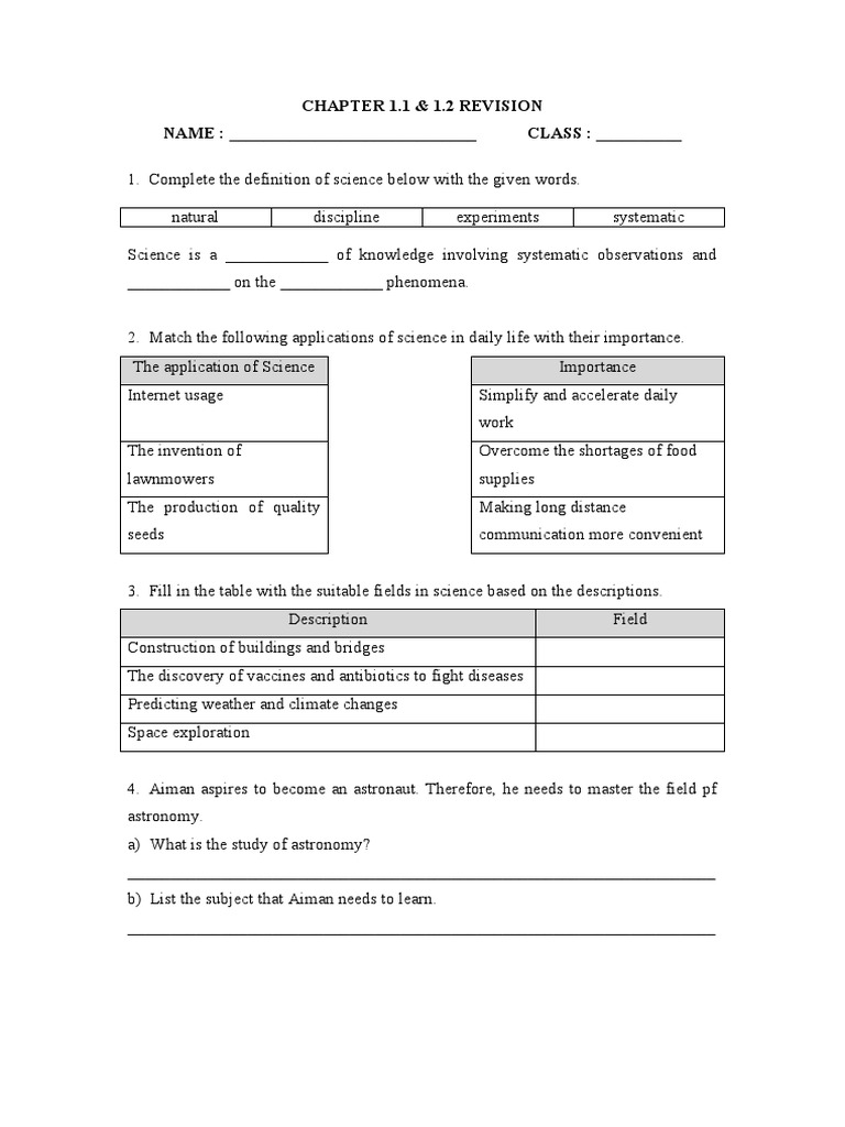 Science Form 1 Revision | PDF | Science & Mathematics