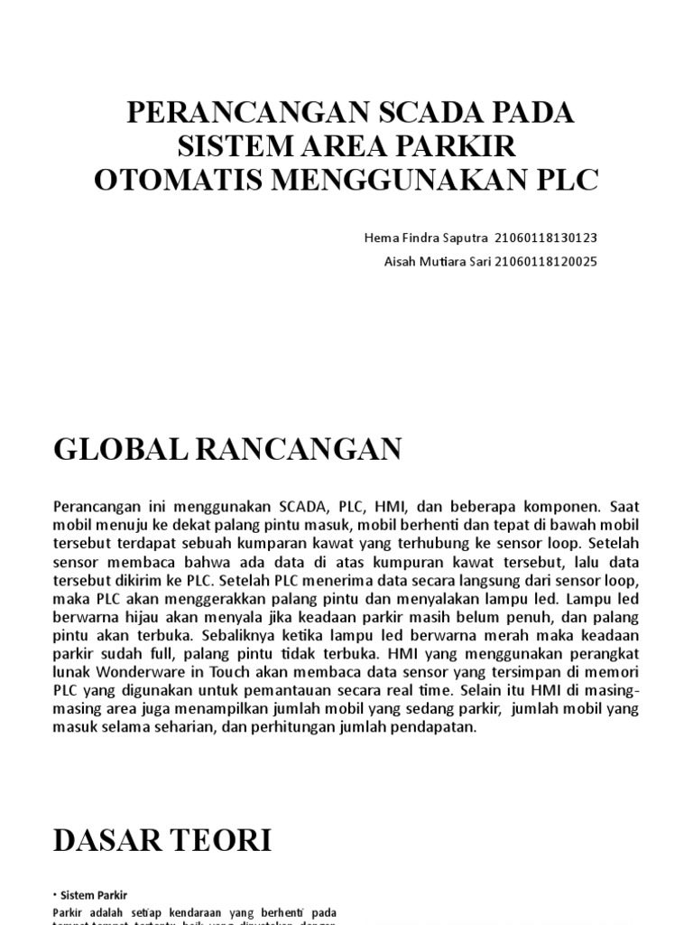 Perancangan Scada Pada Sistem Area Parkir Otomatis | PDF | Teknologi ...