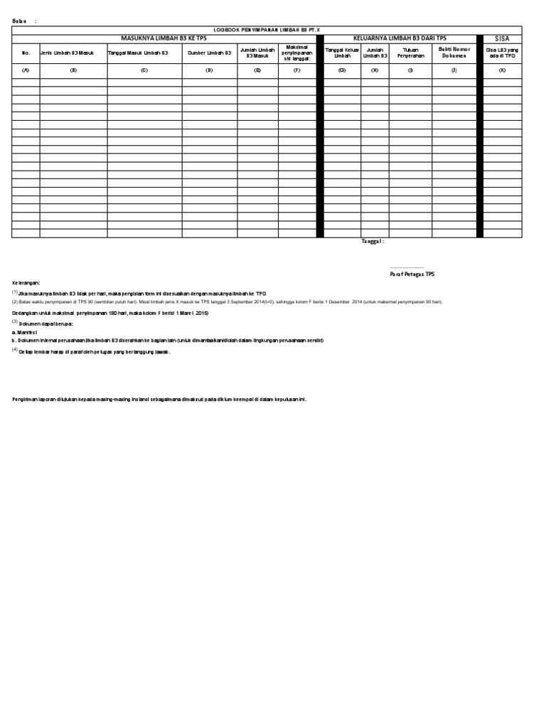 Logbook Limbah B3 TPS | PDF