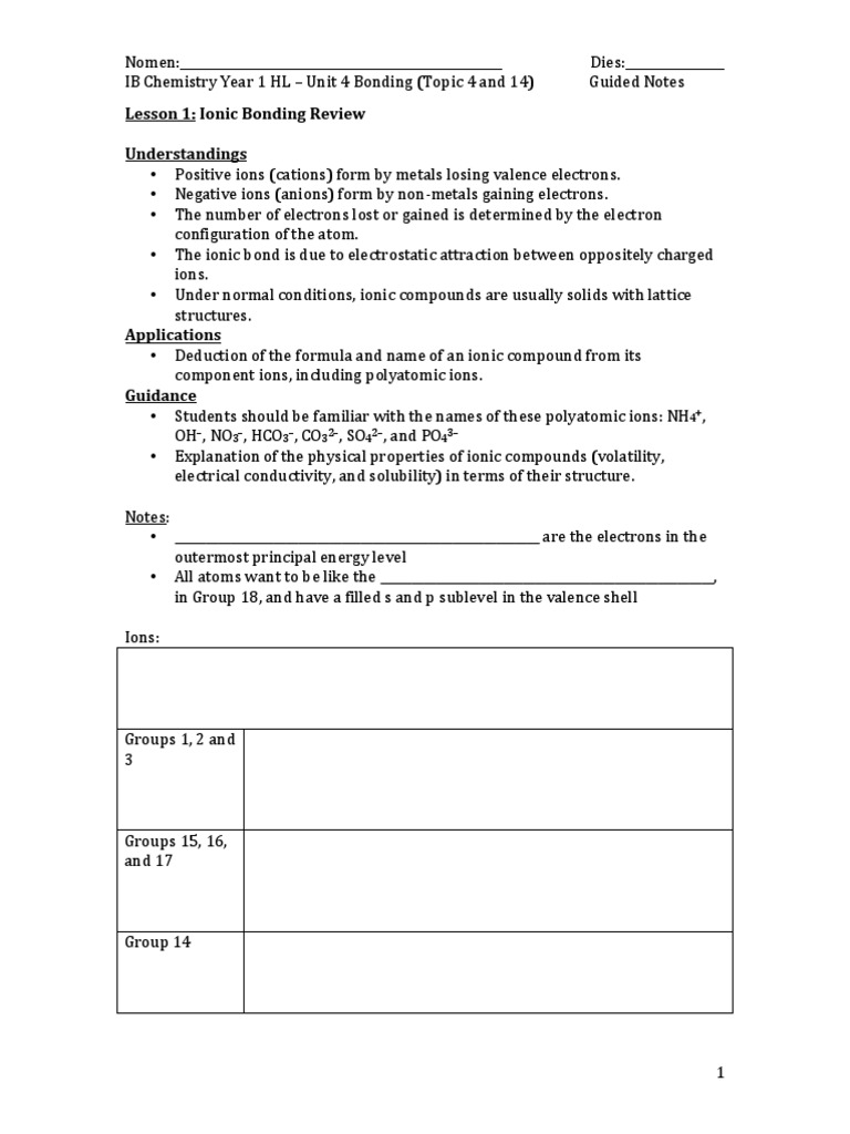 Unit 4 Bondingguidednotesvs 2 | PDF | Chemical Bond | Chemical Polarity