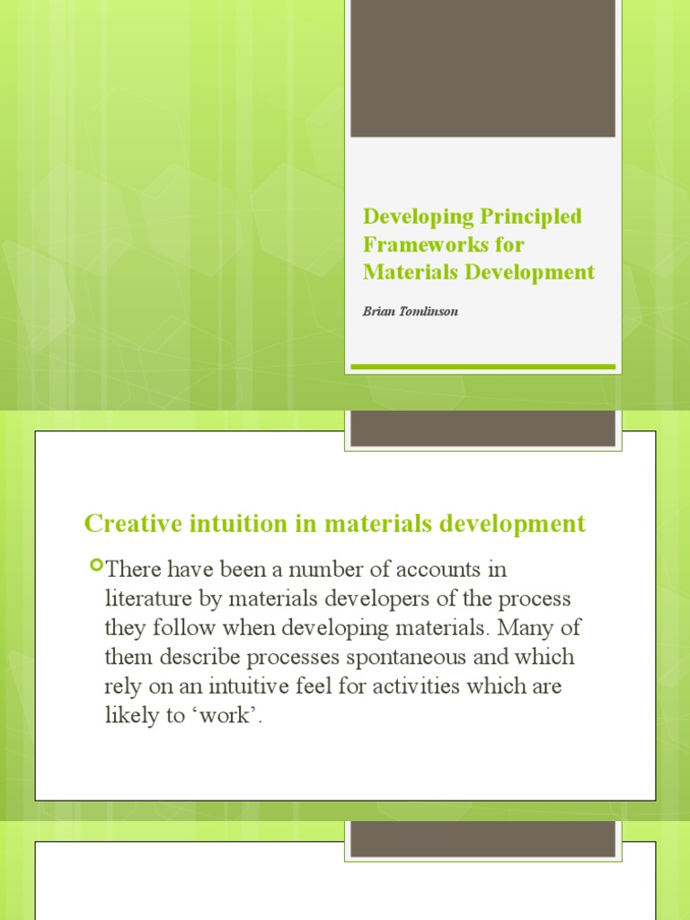 Principled Frameworks for Materials Development | PDF | Second Language Acquisition | Learning
