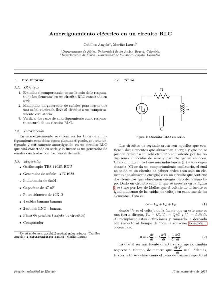 Amortiguamiento - Eléctrico - en - Un - Circuito - RLC | PDF | Resistencia Eléctrica y ...