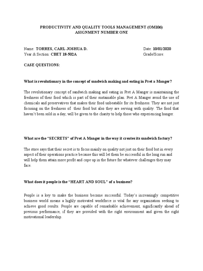 Productivity And Quality Tools Assignment1 Pdf 5120