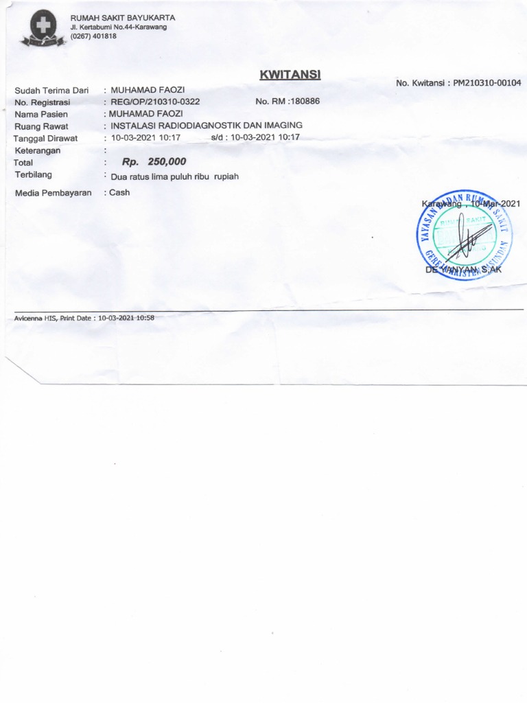 Biaya Pemeriksaan M Faozi | PDF