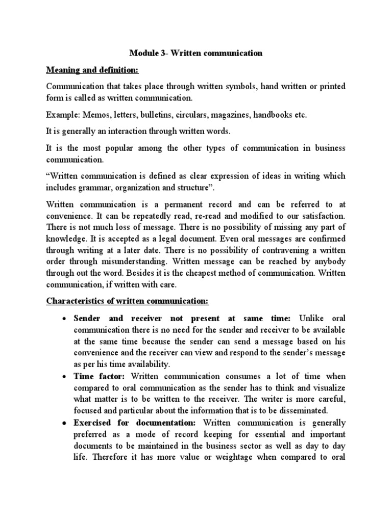MC-Module 3 - Written Communication | PDF | Memorandum | Communication