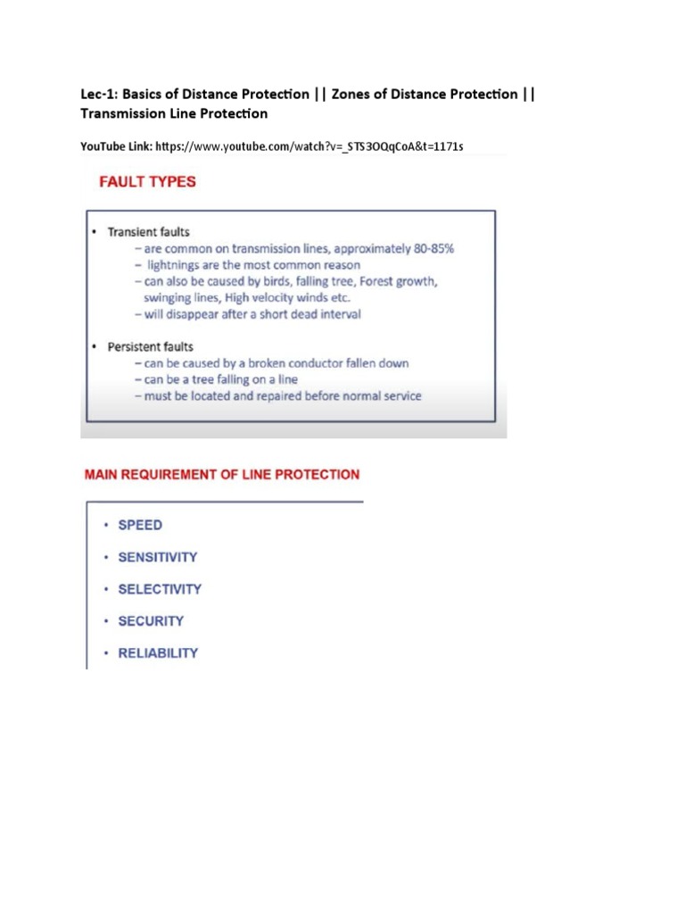 Lec-1 Basics of Distance Protection Zones of Distance Protection ...