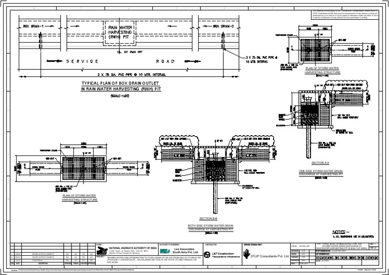 Typical Plan of Box Drain Outlet in Rain Water Harvesting (RWH) Pit ...