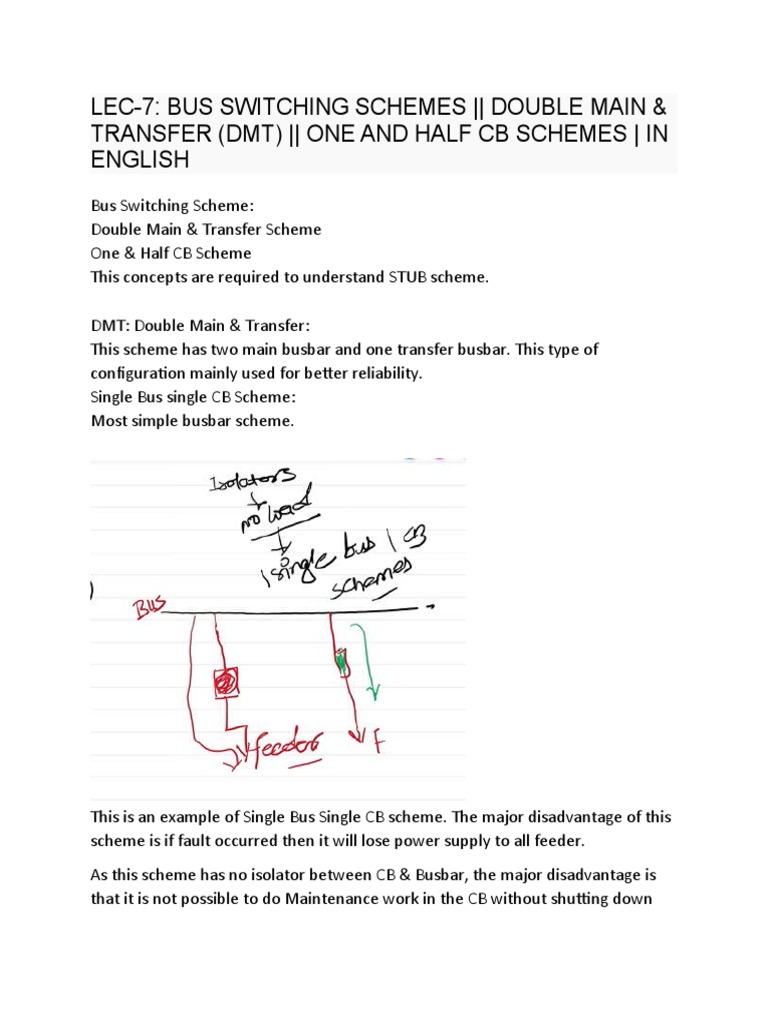 Bus Switching Schemes Explained | PDF | Relay | Electricity