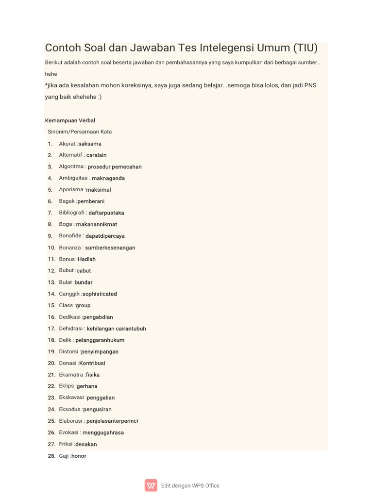 Contoh Tes Intelegensi | PDF