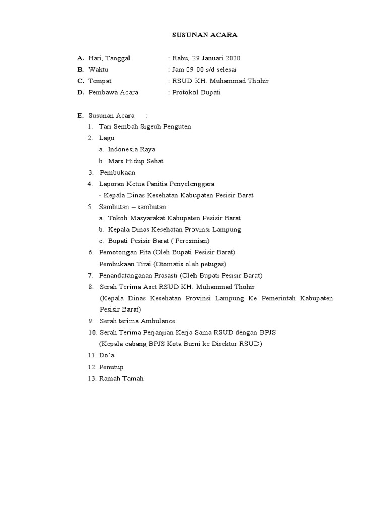 Susunan Acara - Daftar Undangan | PDF