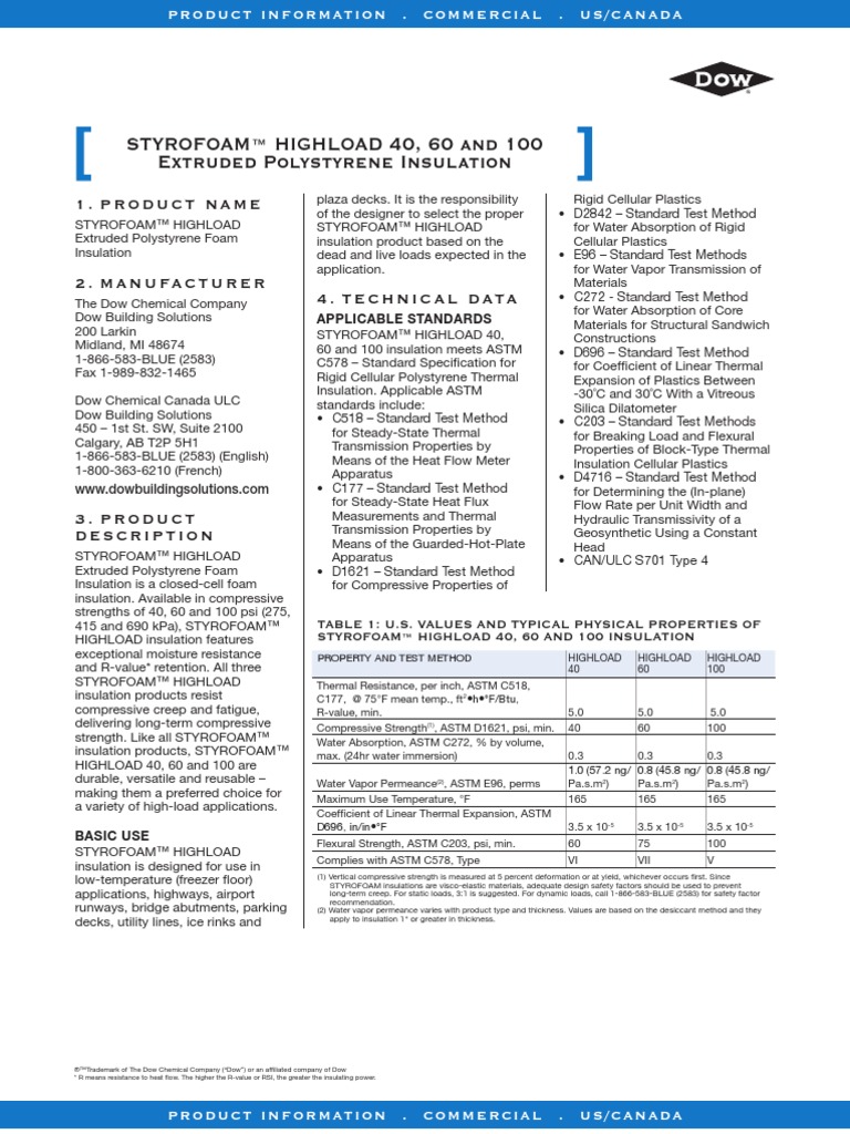 Dow Chemical | PDF | Polystyrene | Thermal Insulation