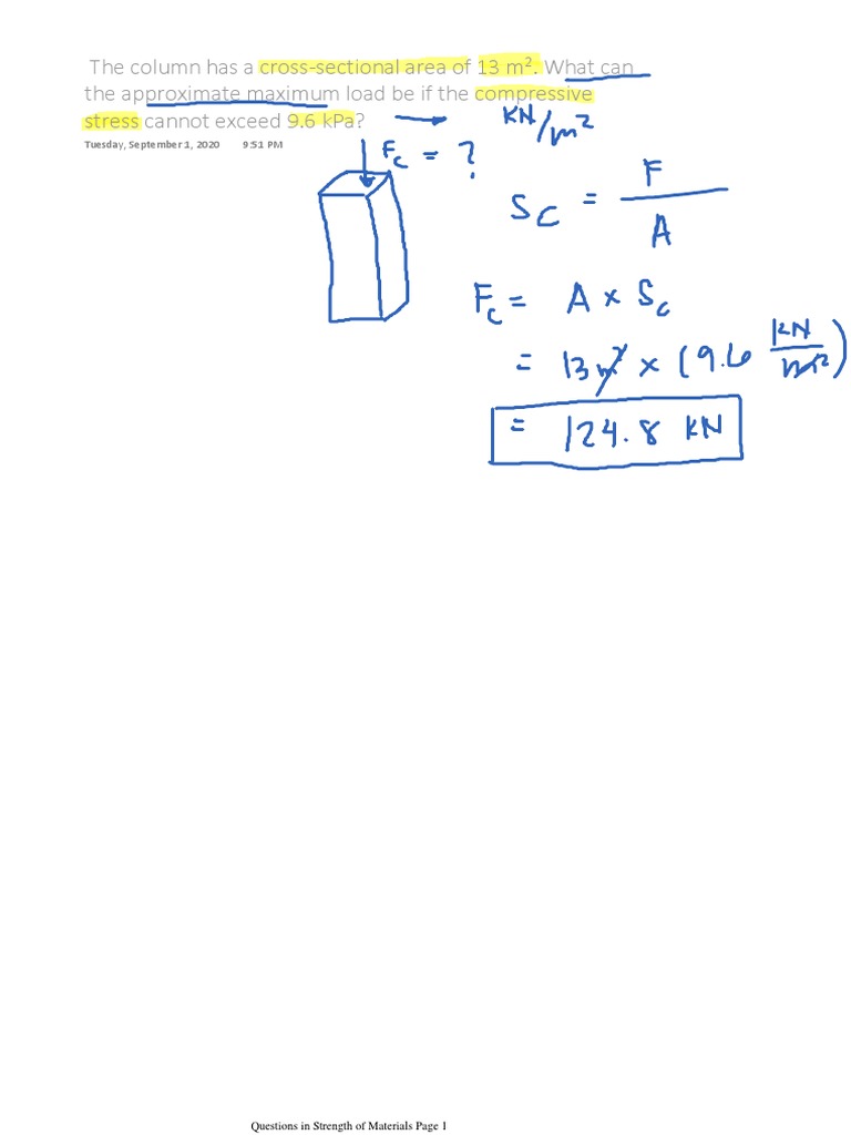 Strength of Materials Problem Set | PDF | Strength Of Materials ...