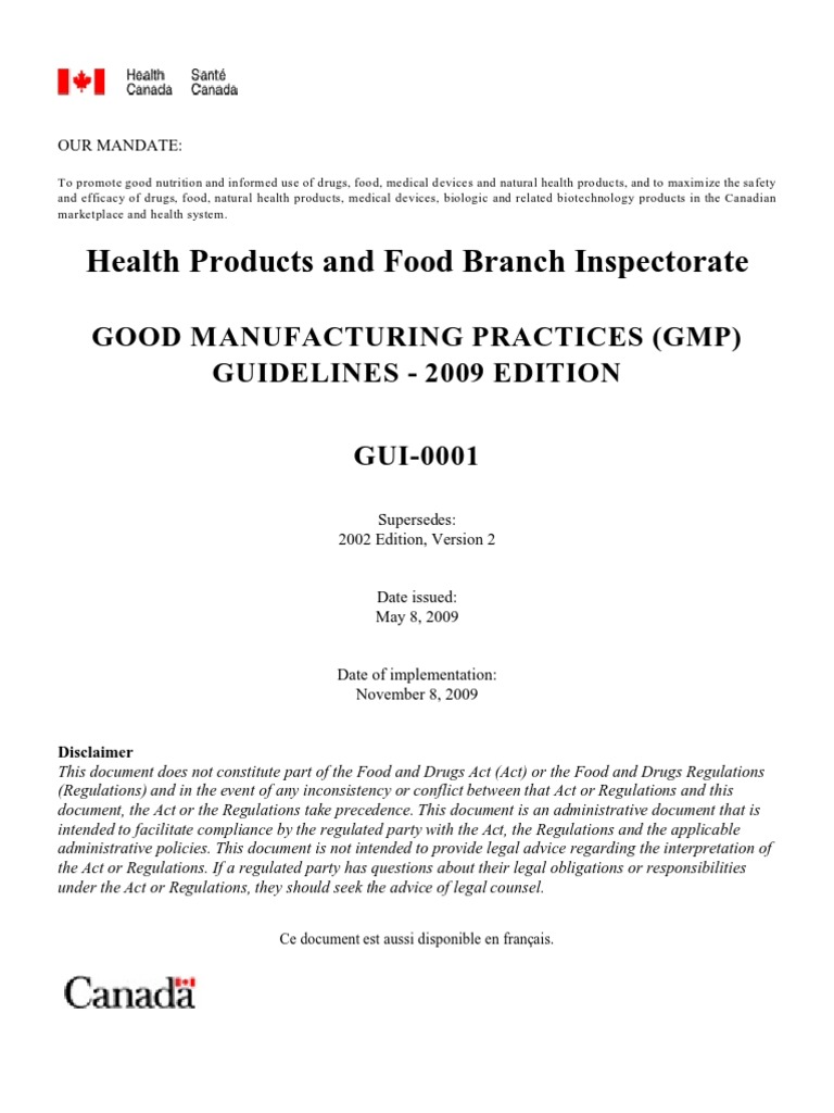 Health Canada GMP Guidelines 2009 | PDF | Nature | Business