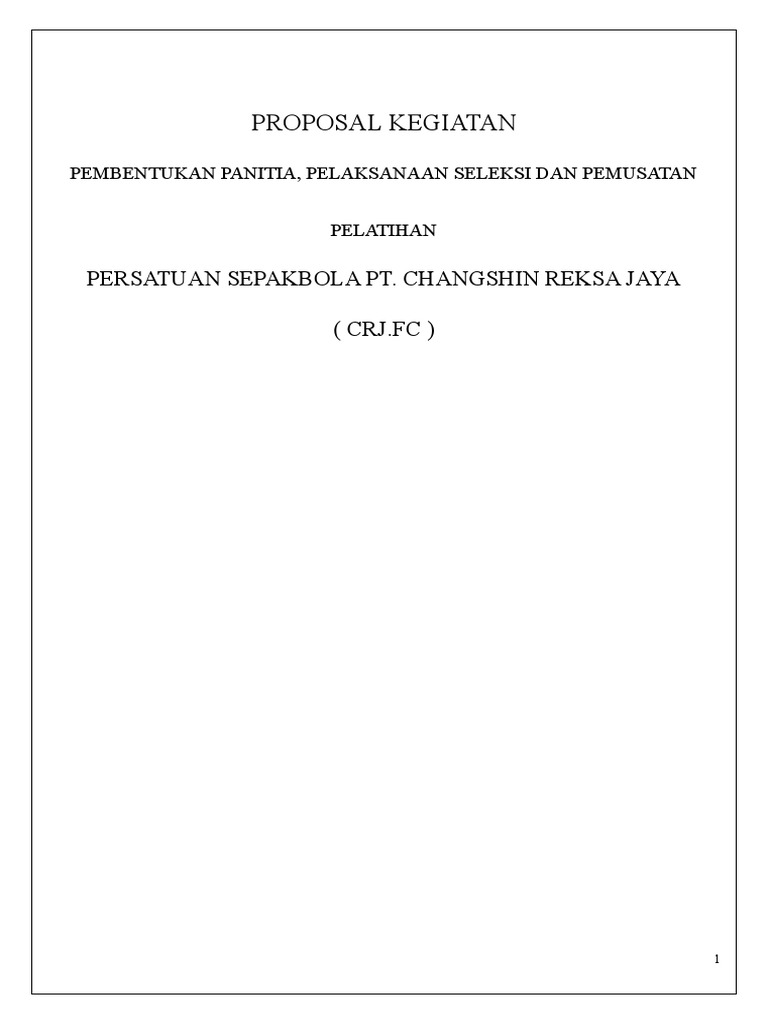 Proposal CRJ - FC | PDF