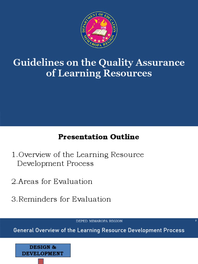 Guidelines On The Quality Assurance of Learning Resources | PDF ...